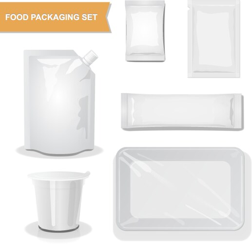 Food packaging box bag and cup mockup templates Vector Image