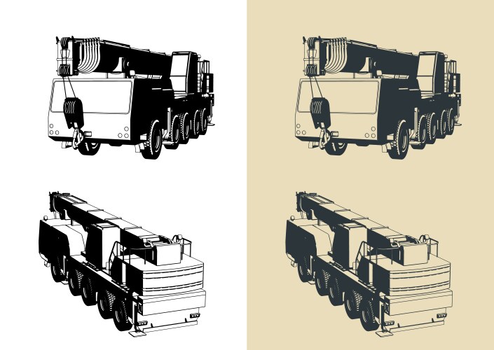 Mobile telescopic boom crane and crawler Vector Image