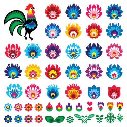 Polish folk art floral design - zalipie dec Vector Image