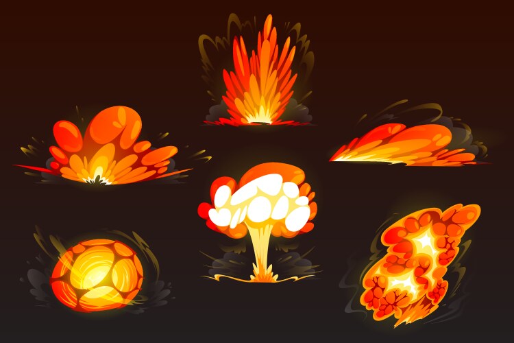 Cartoon explosion boom effect animation game Vector Image