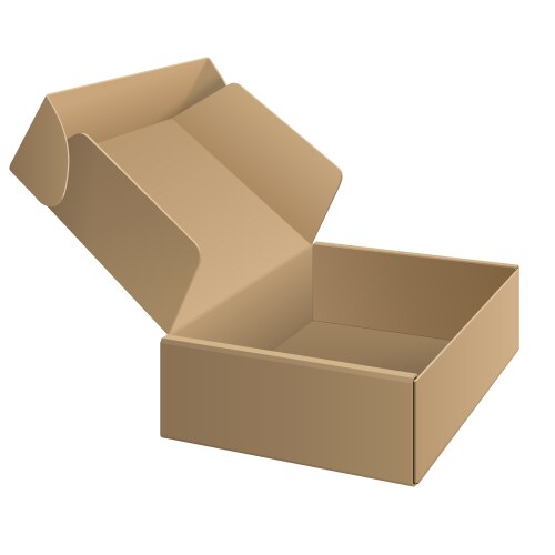 Paper cardboard box template open brown empty Vector Image