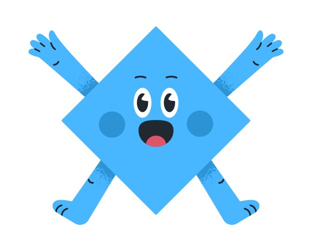 Comic rhombus mascot adorable geometric shape Vector Image