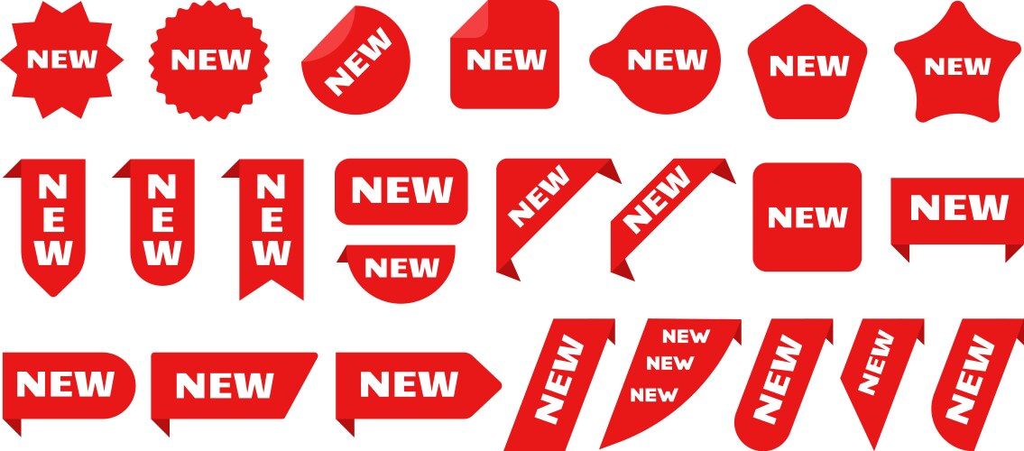 New stickers modern labels and corner red Vector Image