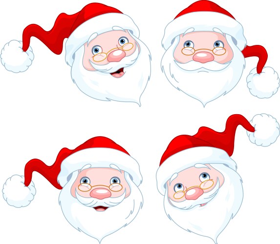 Santa claus various expressions face side view Vector Image