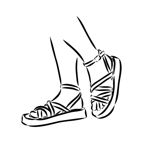 Strap sandal outline drawing Royalty Free Vector Image