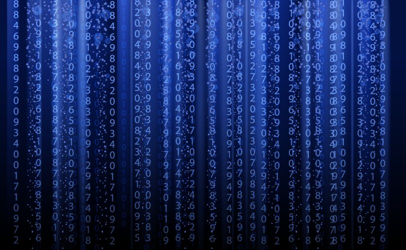 Falling random numbers blue matrix background Vector Image