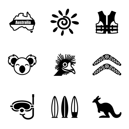 Australia icon set Royalty Free Vector Image - VectorStock