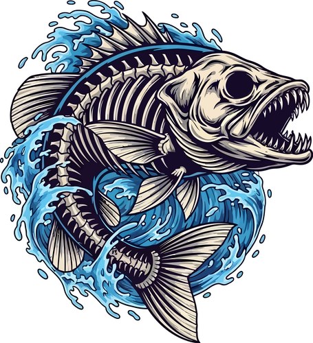 Ocean Skeleton Bass Fishing – Royalty-Free Vector | VectorStock