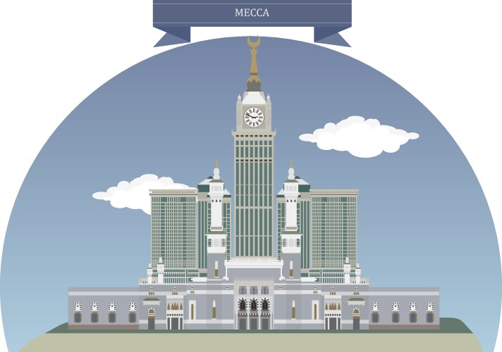Outline mecca banner Royalty Free Vector Image