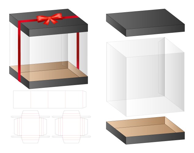 3D Box Cutout Template - Packaging Mockup Vector Image