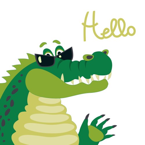 Cute crocodile waving its paw funny alligator Vector Image
