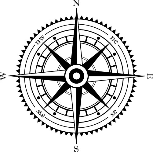 Compass wind rose hand drawn engraving Royalty Free Vector