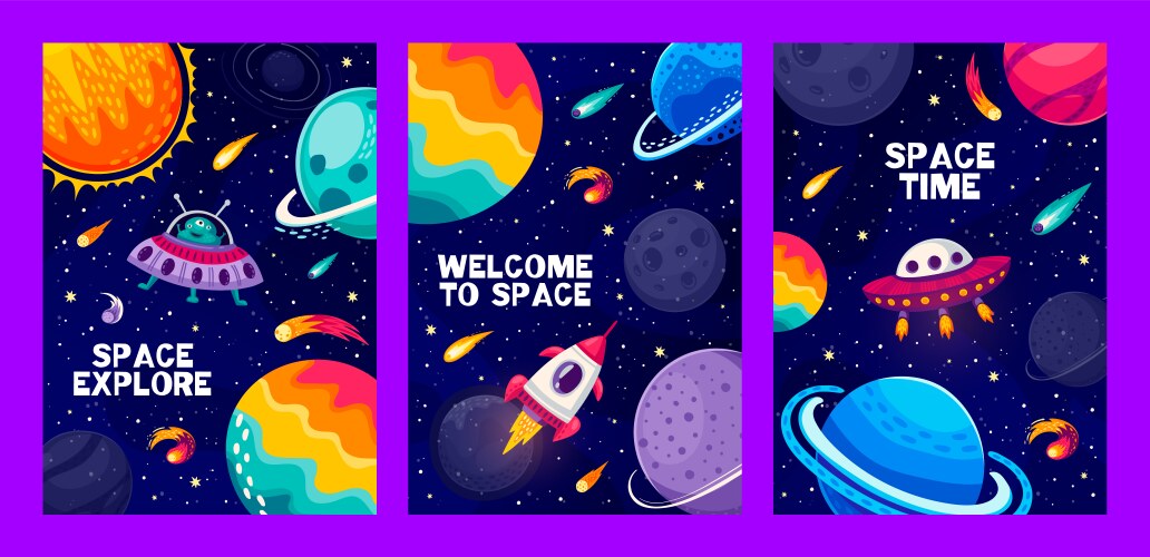 Vertical space banners set cosmic Royalty Free Vector Image