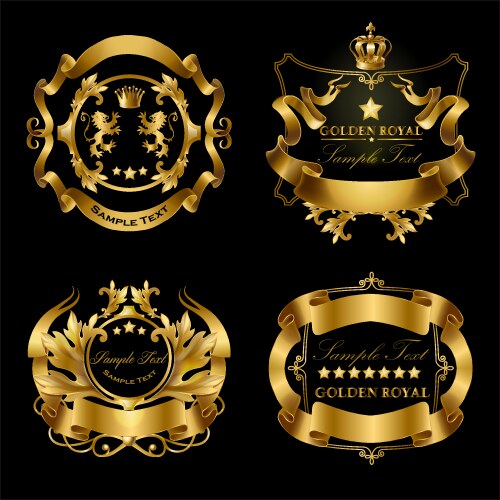 Royal Gold Stickers & Monogram Royalty Free Vector Image