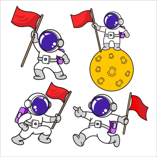 Astronaut cartoon set animation flat design Vector Image