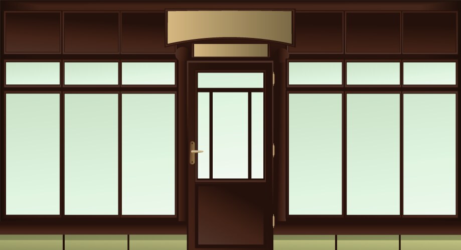 Glass shop doors store front with window frame Vector Image