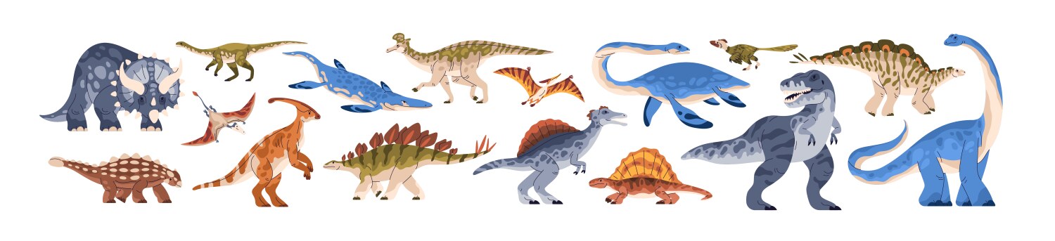 Dinosaur color set Royalty Free Vector Image - VectorStock