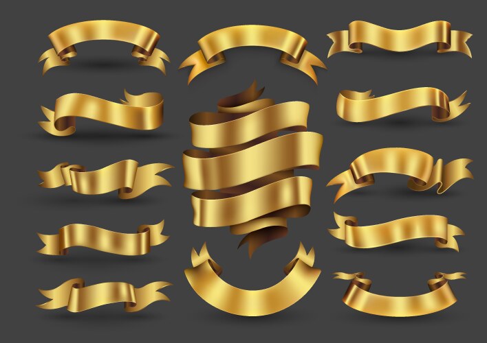 Gold ribbon banner Royalty Free Vector Image - VectorStock