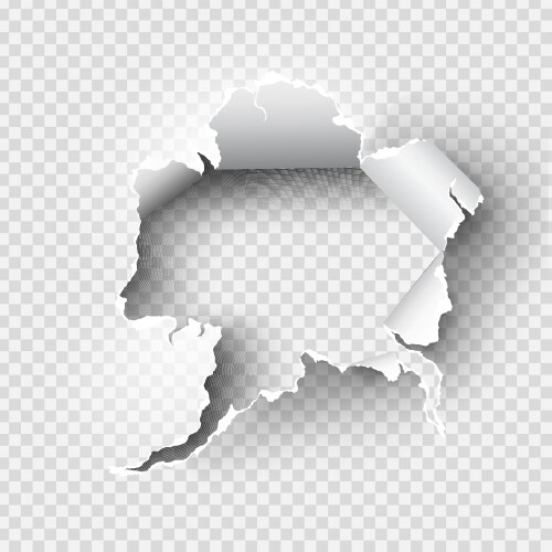 Torn ripped paper hole on transparent background Vector Image