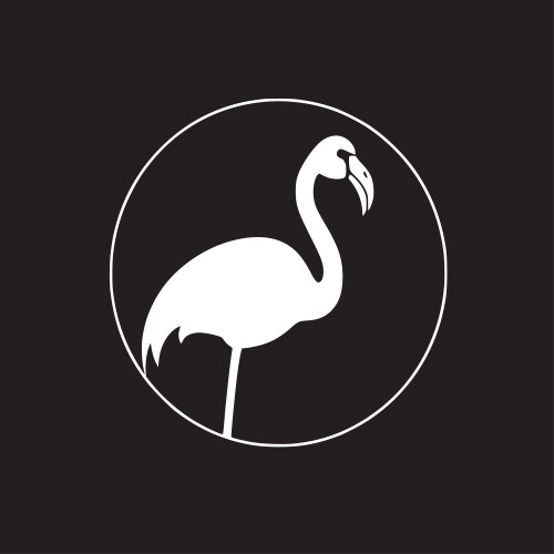 Flamingo - black and white isolated icon Vector Image