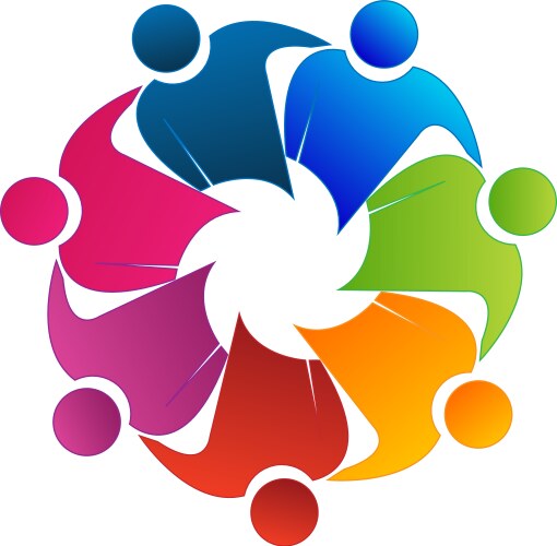 Teamwork group people working together logo Vector Image