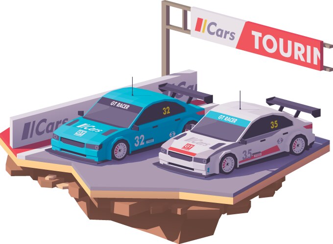 Racing tracks and cars Royalty Free Vector Image