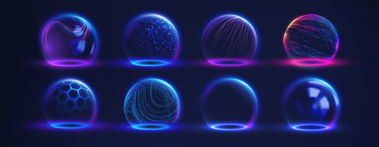 Sphere shield abstract energy protection spheres Vector Image