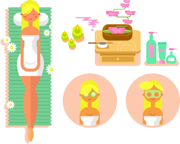 Spa girls set Royalty Free Vector Image - VectorStock