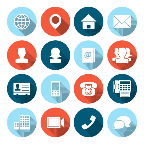 Contact flat color icons Royalty Free Vector Image