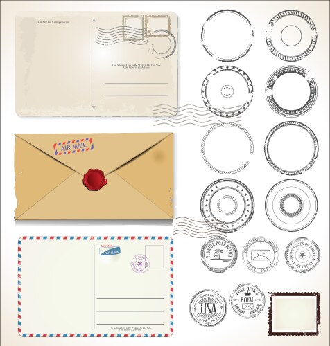 Set of post stamp symbols Royalty Free Vector Image