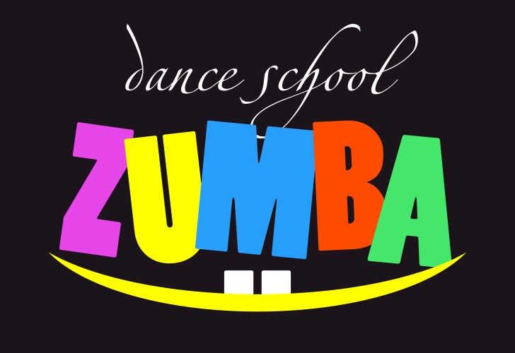Zumba dance studio text calligraphy word banner Vector Image