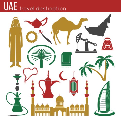 Uae travel concept map Royalty Free Vector Image