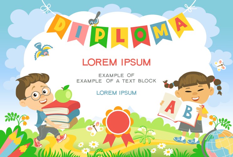 Education diploma kindergarten certificate insects