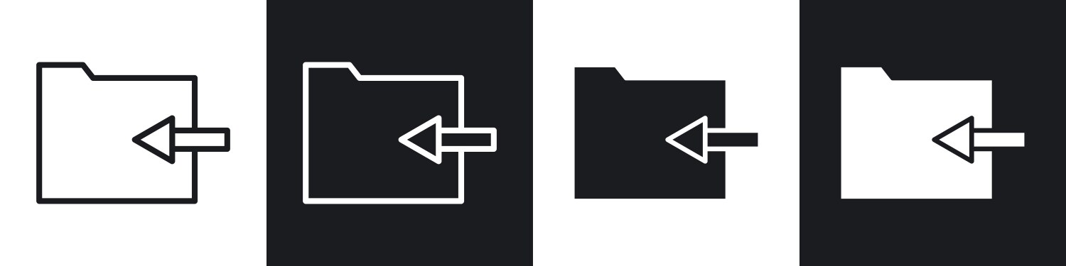 Move to folder icon set in black and white Vector Image