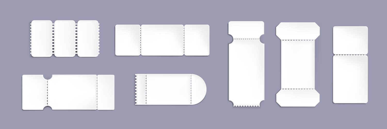 Paper ticket templates set on gray background Vector Image