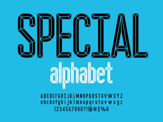 Chisel crafted display font with facets alphabet Vector Image