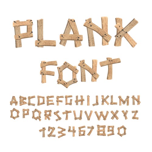 Wooden planks font Royalty Free Vector Image - VectorStock