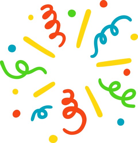 Birthday popper cone with confetti and ribbon Vector Image