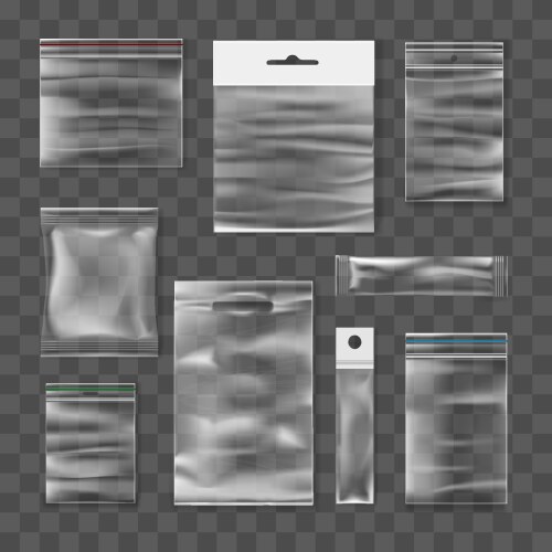 Transparent packaging set realistic Royalty Free Vector