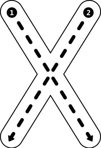 Tracing alphabet letter x uppercase prewriting Vector Image