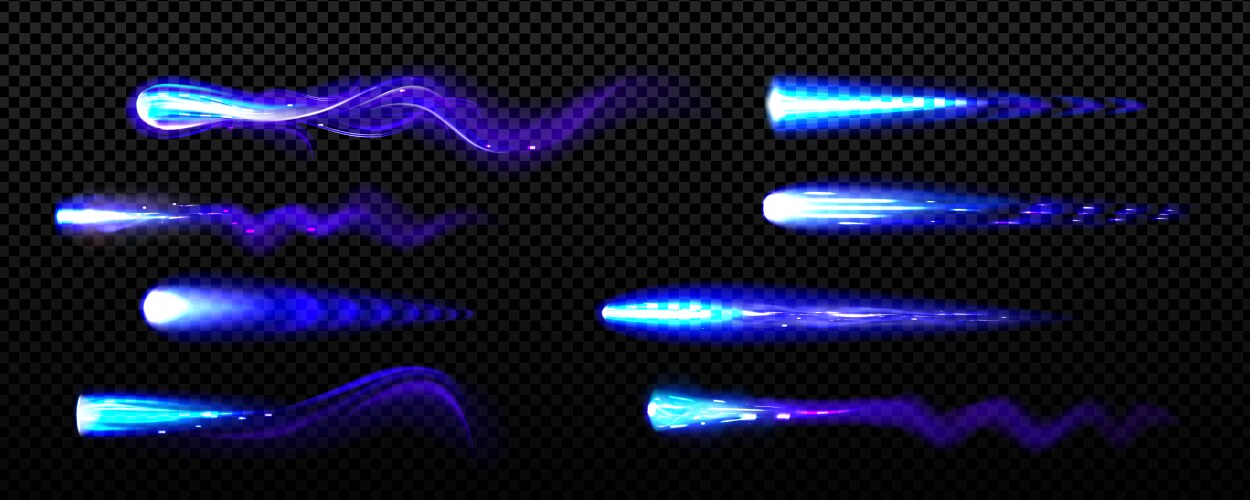Blue fire trails of flying jet or rocket Vector Image