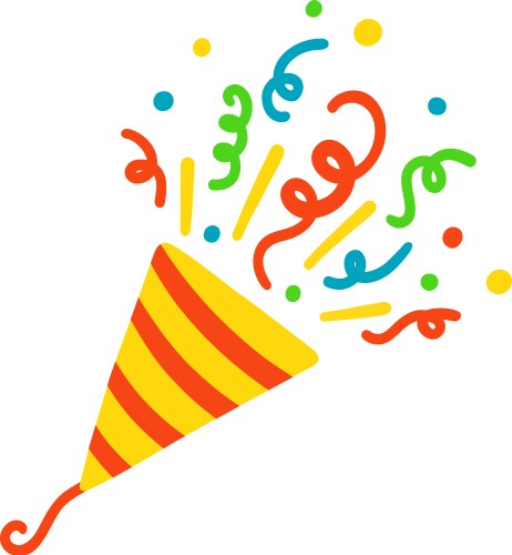 Birthday popper cone with confetti and ribbon Vector Image