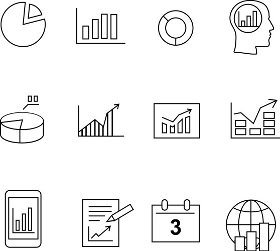 Content Analysis Infographics Linear Icons Vector Image