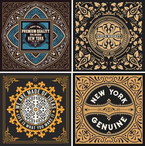 Vintage set retro cards template greeting card Vector Image