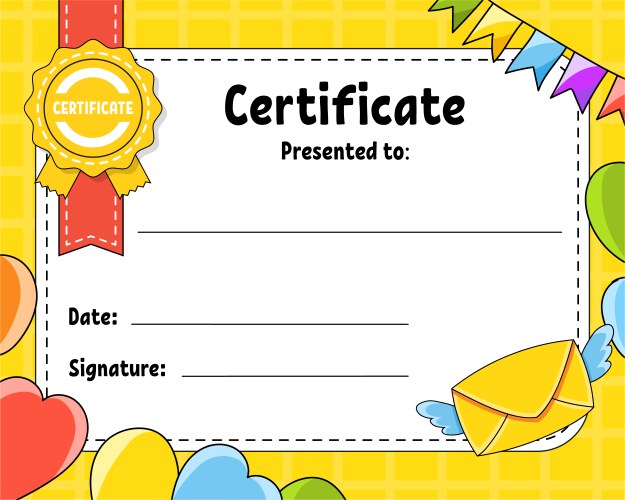 Certificate template for kids colorful school Vector Image