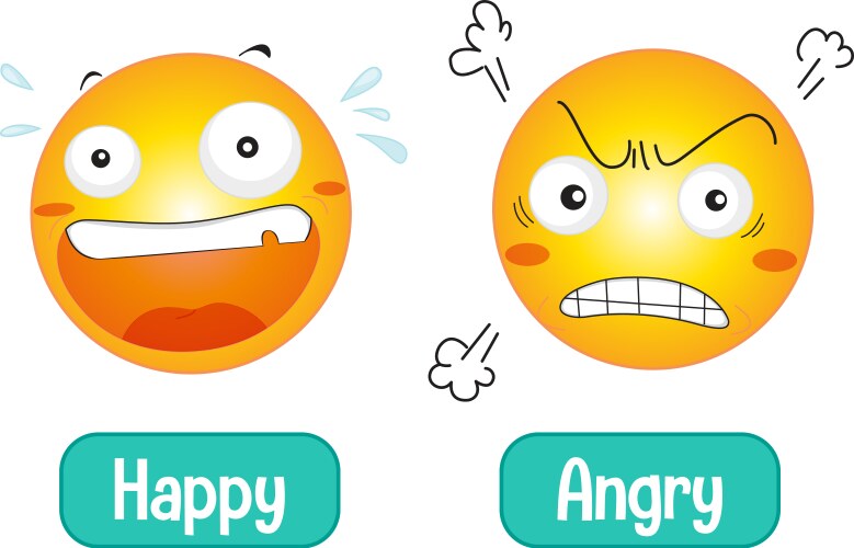 Opposite words sad and happy Royalty Free Vector Image