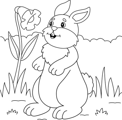 Spring Rabbit Coloring Page – Royalty-Free Vector | VectorStock
