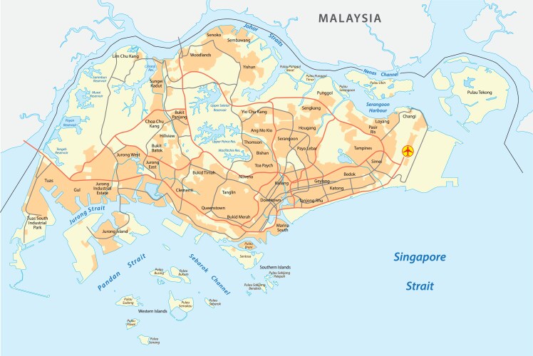 Singapore Physical Map Maps Singapore
