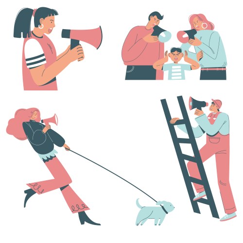 Set shouting people Royalty Free Vector Image - VectorStock