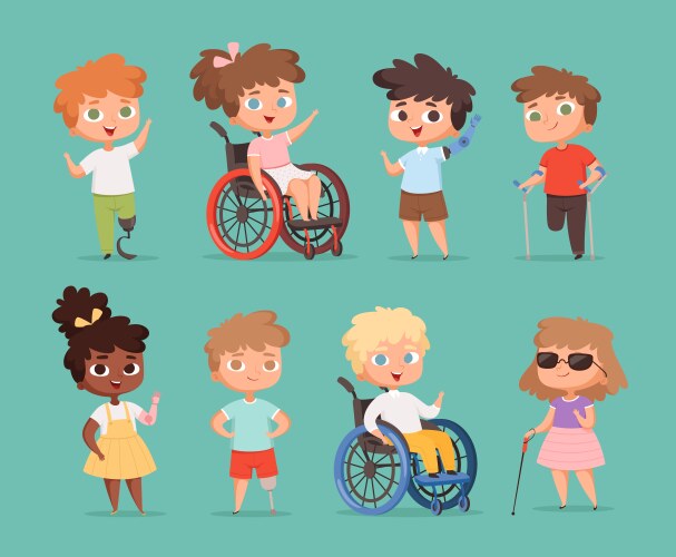 Character disabled children Royalty Free Vector Image